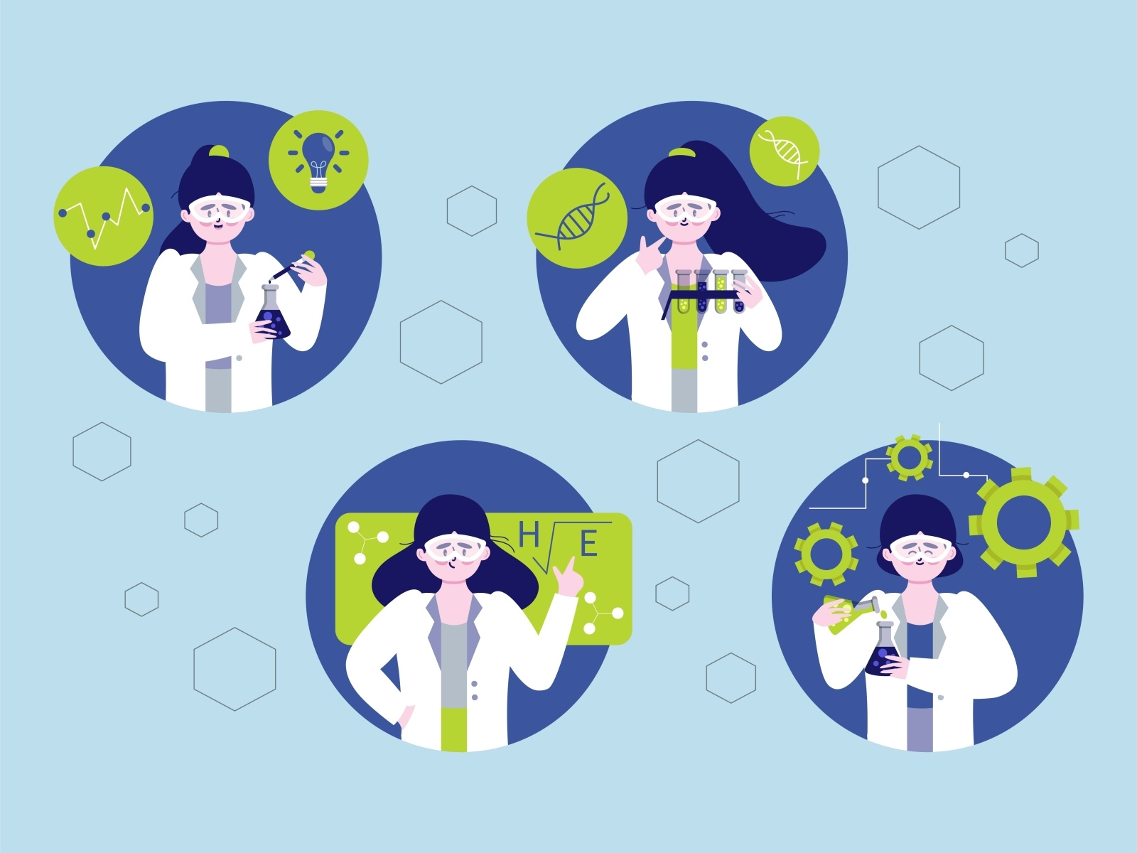 Science Woman Character Set by Philomena Gavrila on Dribbble
