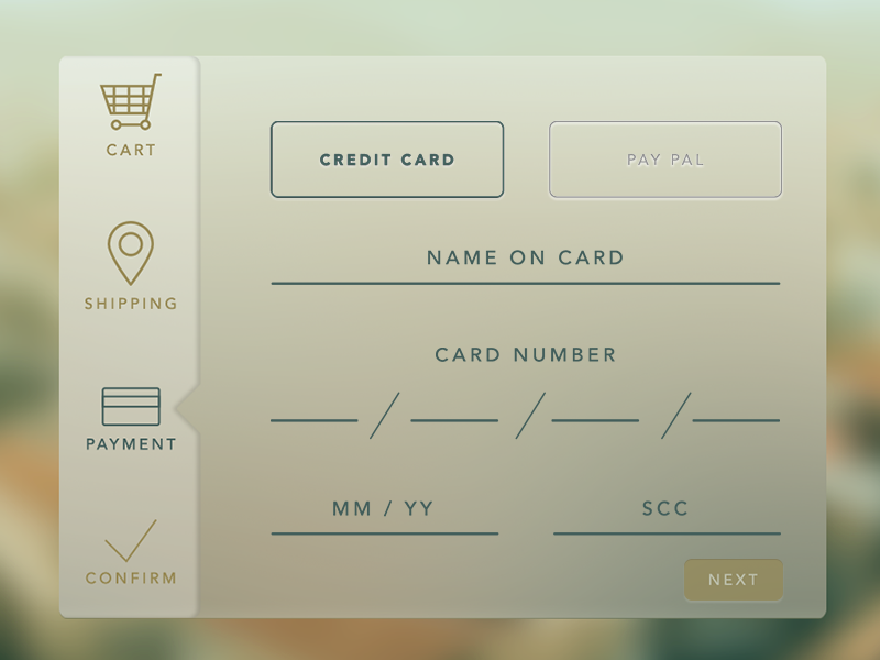 Payment info UI by Samantha Ortiz on Dribbble
