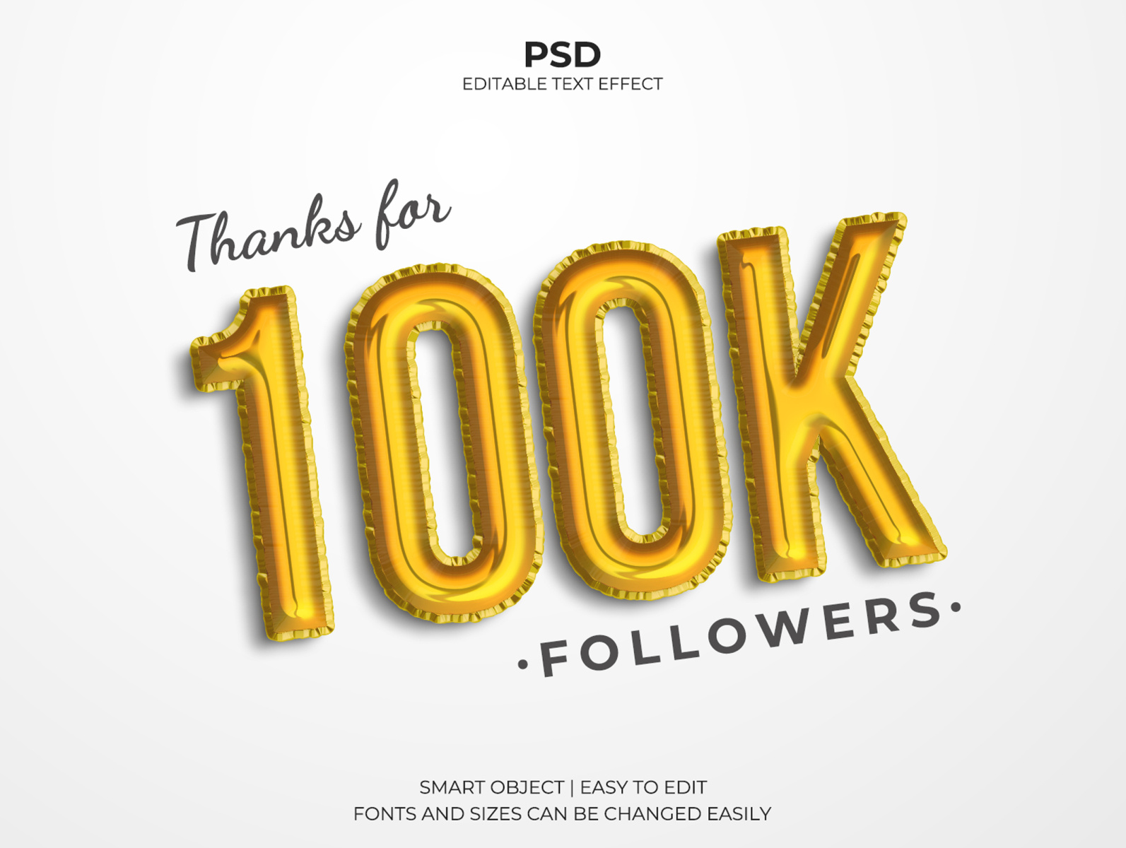 100k Followers Text Effect! by Graphic_library on Dribbble