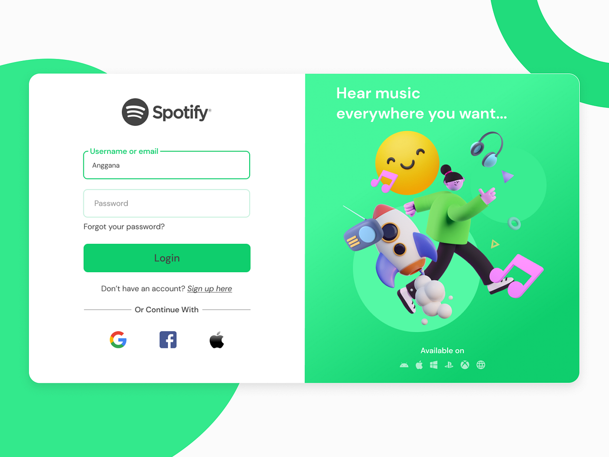 Browse thousands of Spotify Login images for design inspiration | Dribbble