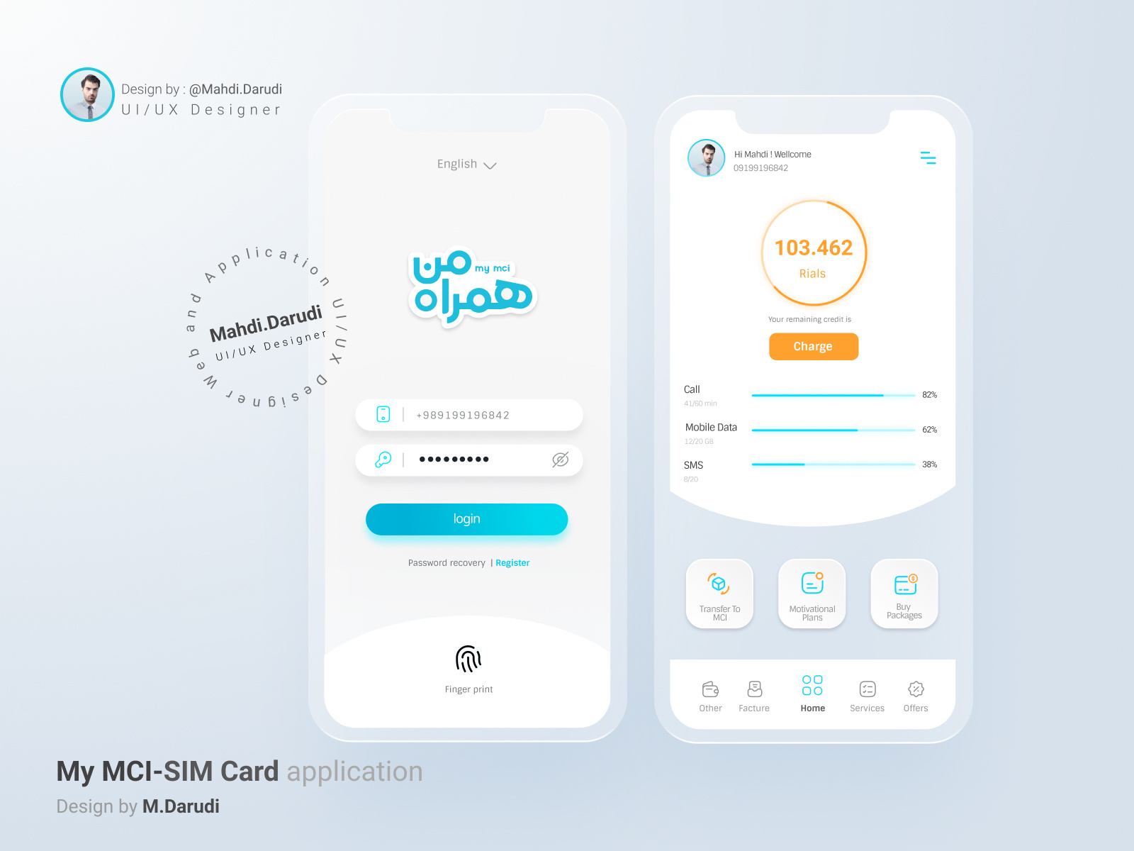 My MCI-SIM Card application by Mahdi-UIUX on Dribbble