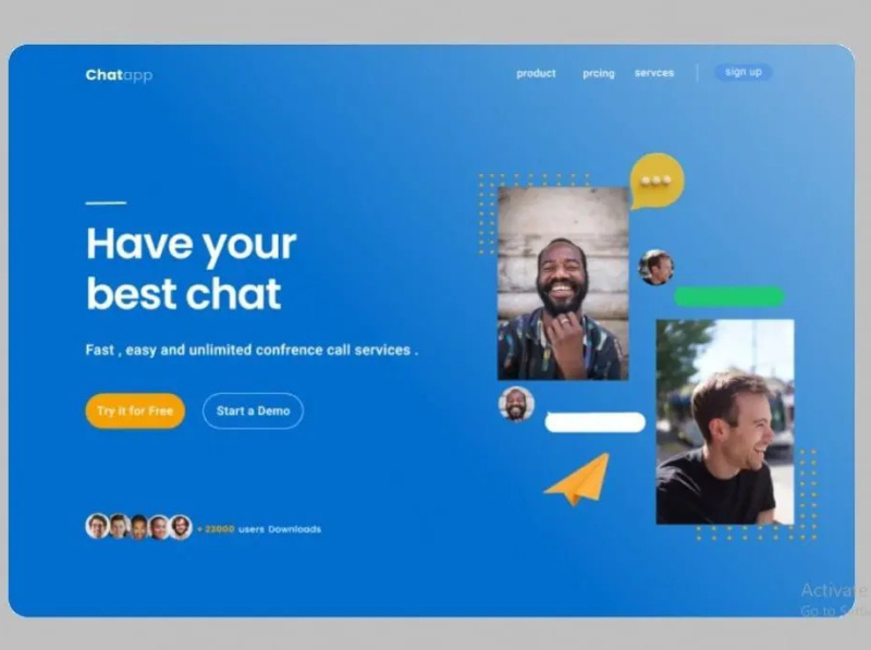 Chat app landing page 👨‍💻 ️ by hamdy. shawky on Dribbble