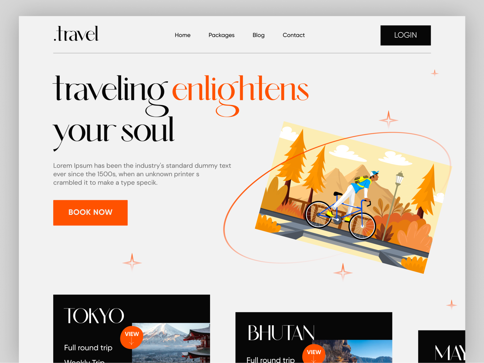 Travel agency website header by Upgrid on Dribbble