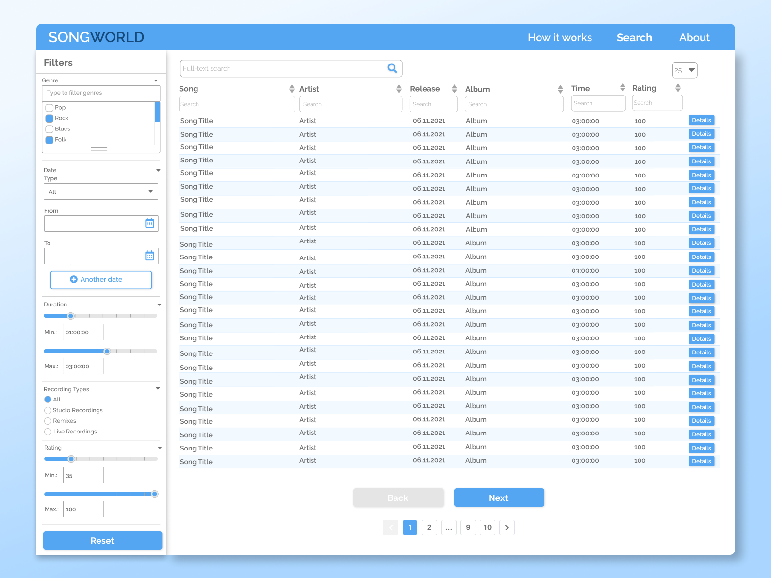 SongWorld Database by Eleonora Filipe on Dribbble