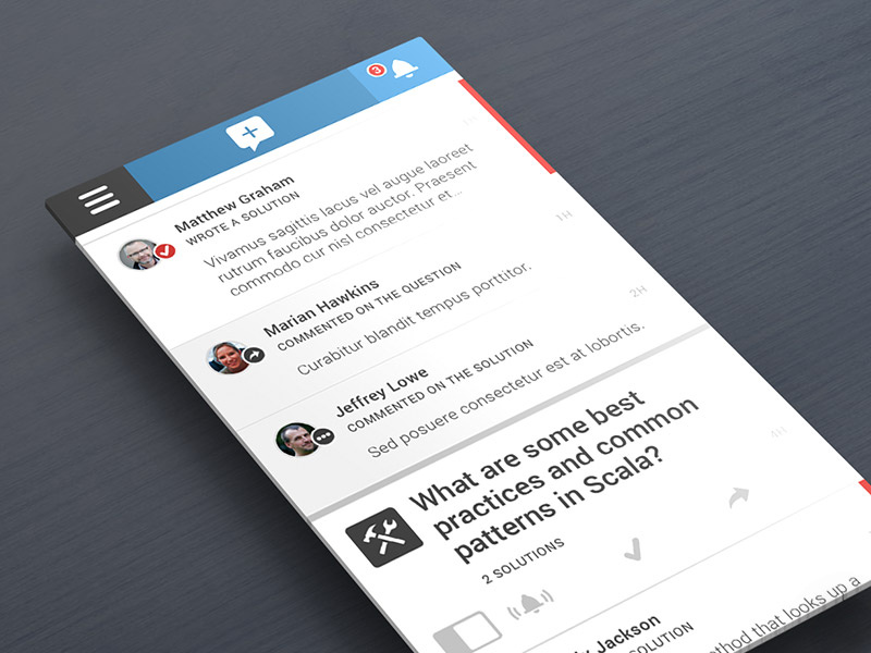 Mobile activity stream by Olivier Heitz on Dribbble