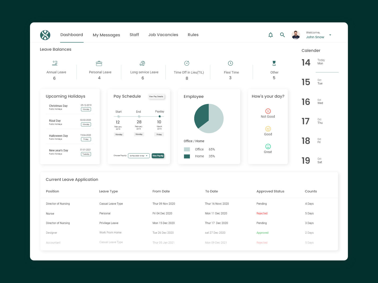 Employee Leave Application Design by Moidul Dargahi on Dribbble