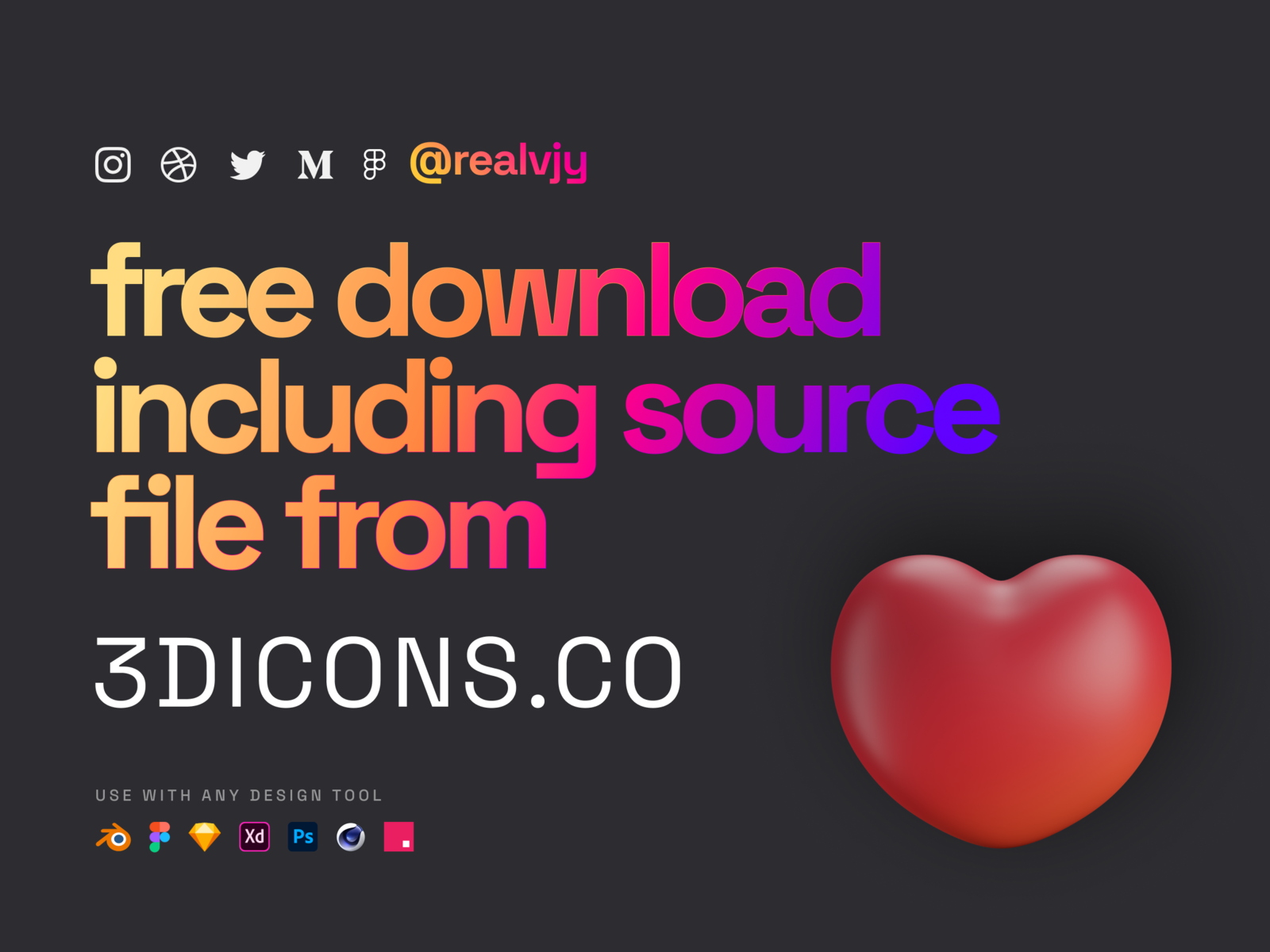 3dicons - open-source 3D icon library by vijay verma on Dribbble