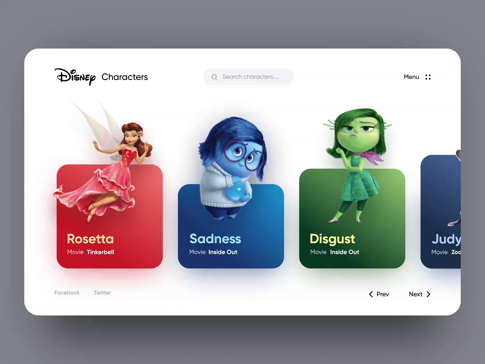 Disney Characters Web UI by vijay verma on Dribbble
