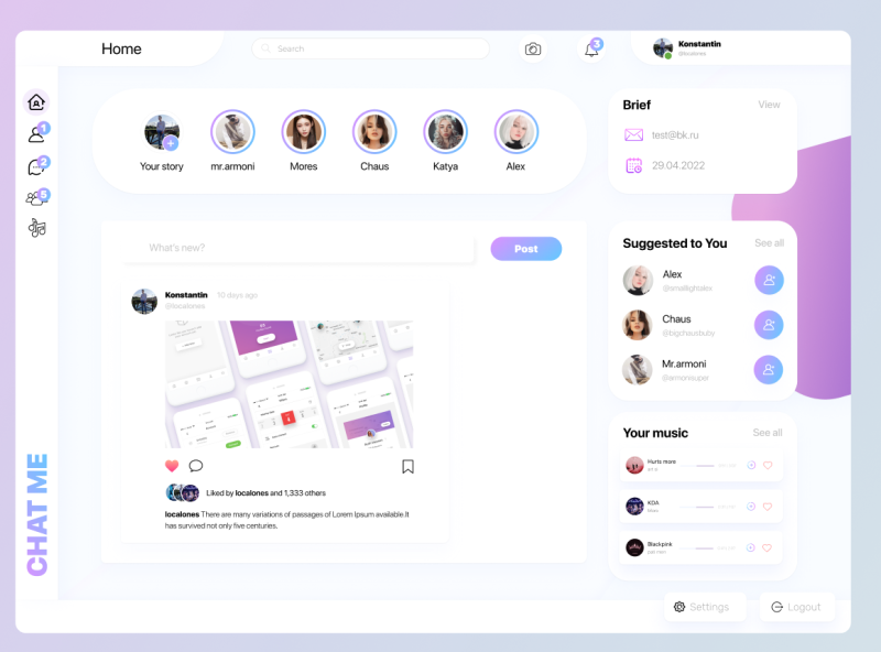 Social Network Design by Konstantin on Dribbble