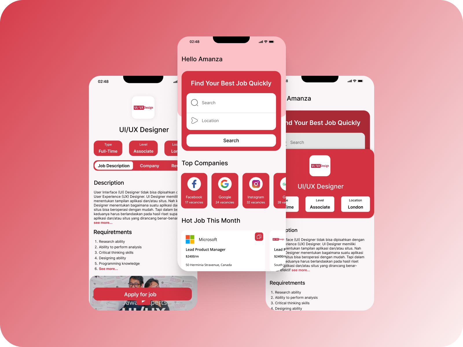 Job app by zuwa.a on Dribbble