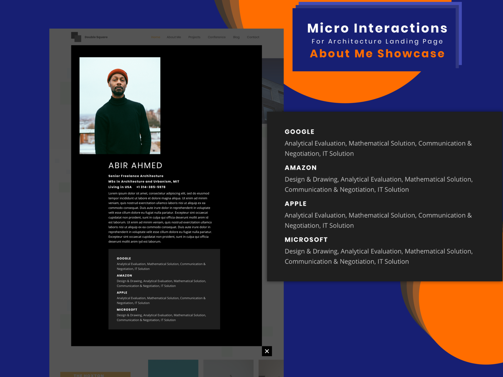 About Me Micro Interaction For Architecture Landing Page by Abir Ahmed ...
