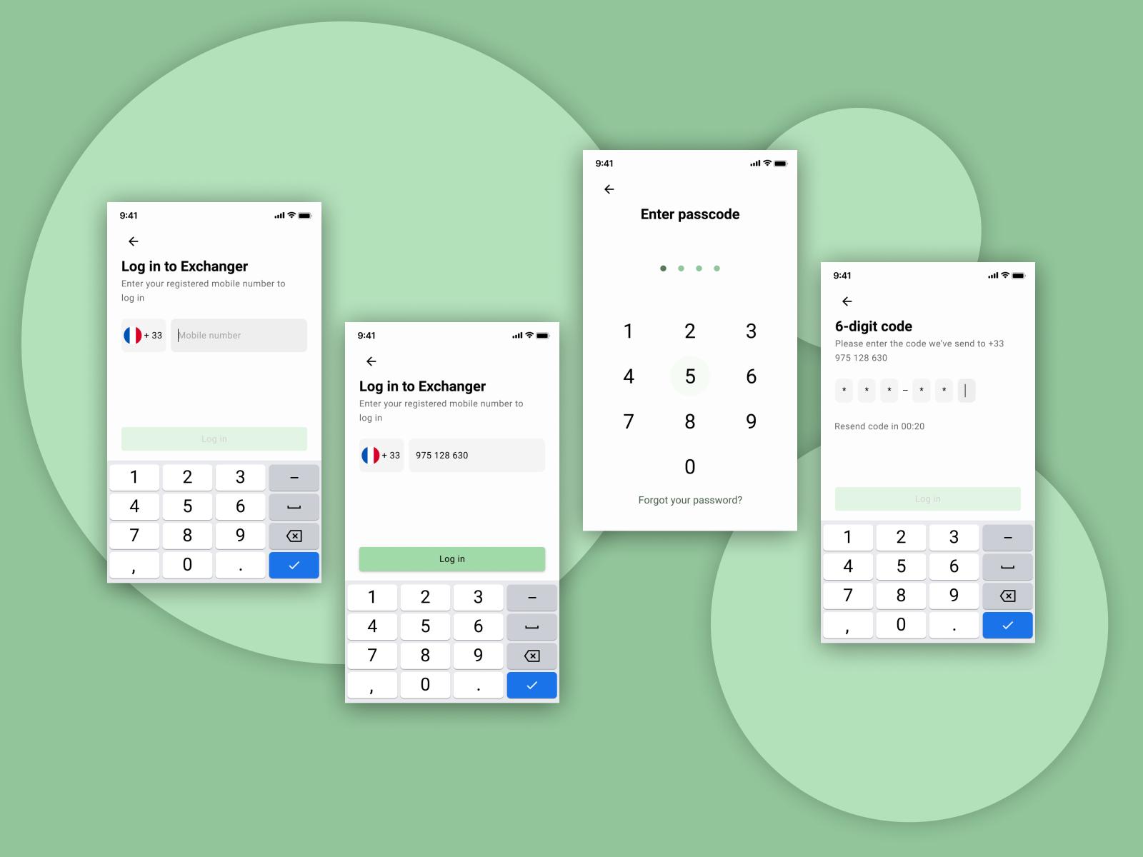 Mobile app login flow - UI Daily Challenge by Ana Malkova on Dribbble
