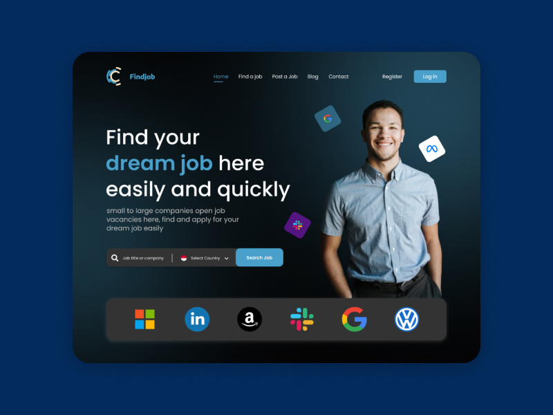 Landing Page - Job Finder Dark Theme by Muhamad Sobirin on Dribbble