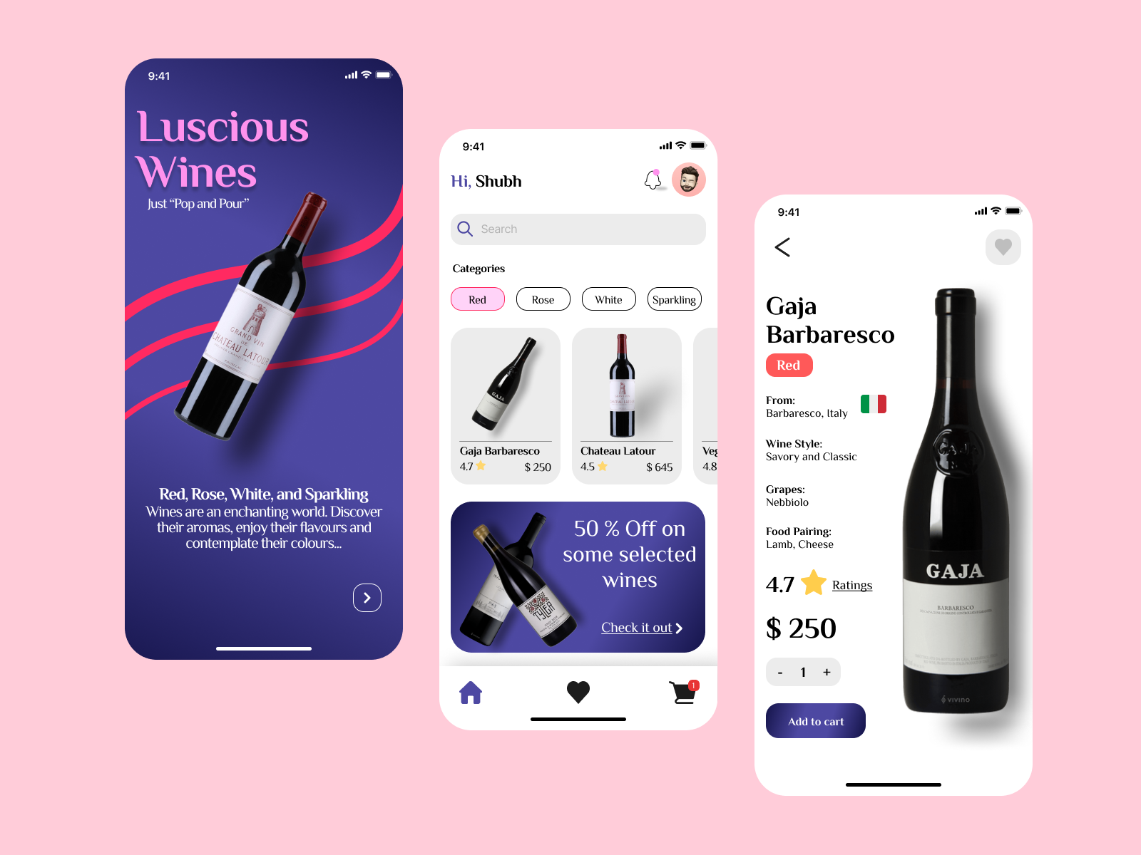 Wine App UI Concept by Kunal Jaiswal on Dribbble