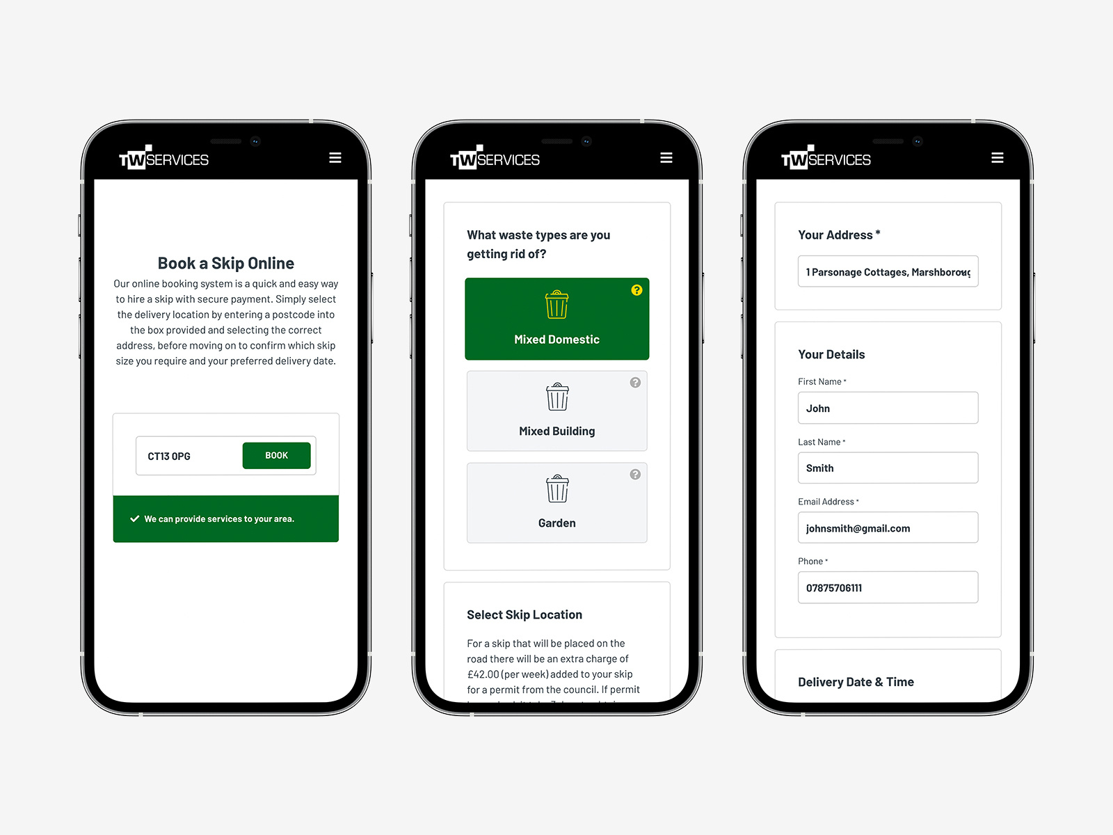 TW Services: Book a Skip by Michael Ashurst for MadeByShape on Dribbble
