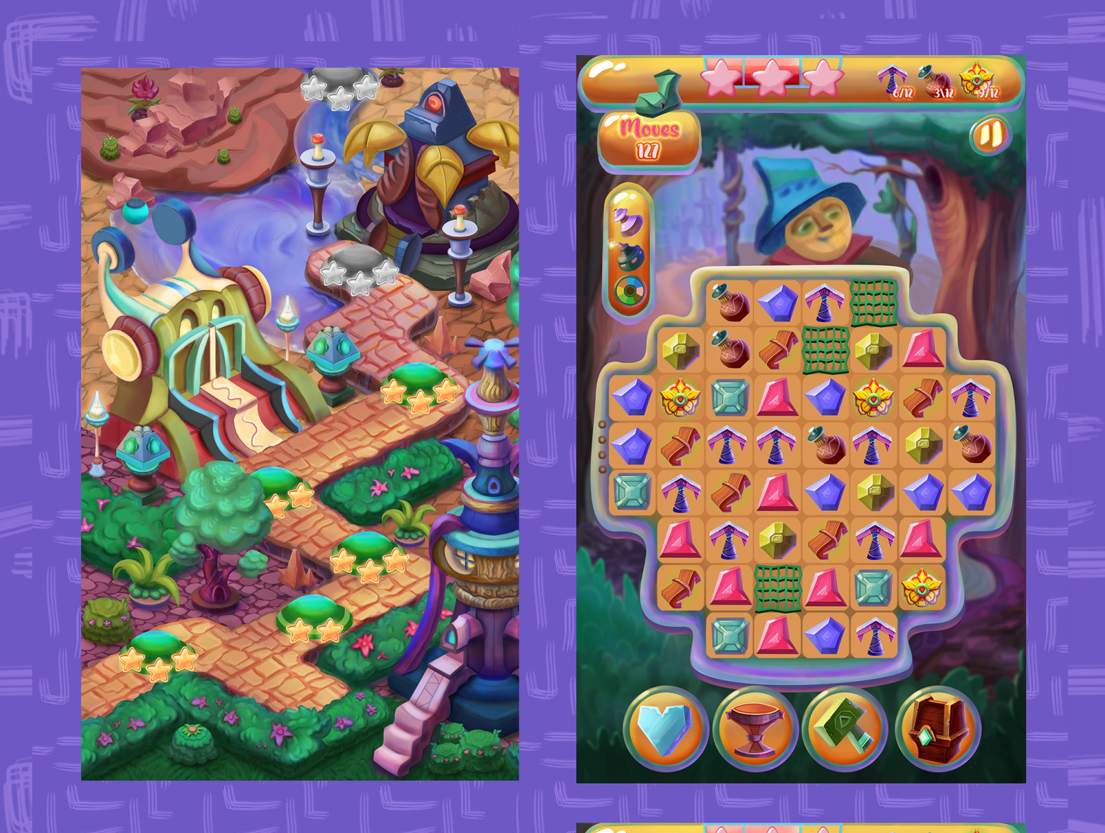 game map and match 3 by Iryna on Dribbble