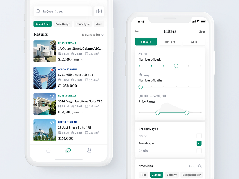 Real Estate iOS: Search property and Filters by Alex Pesenka on Dribbble