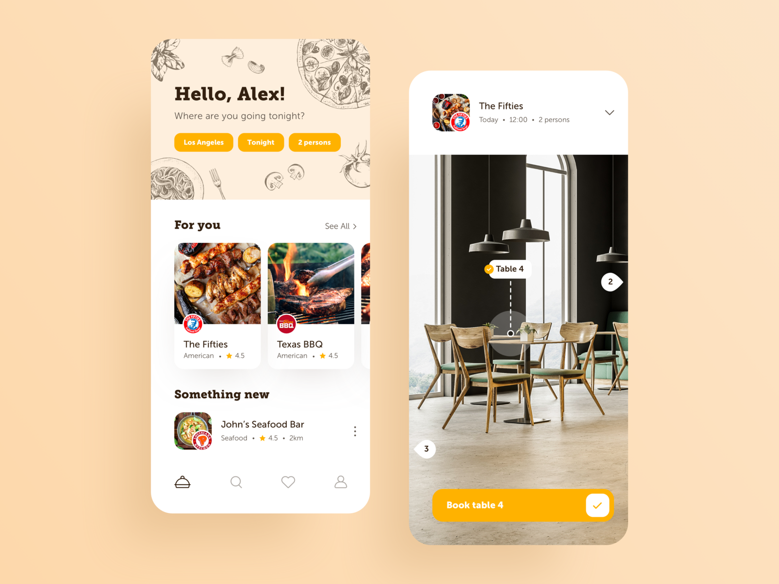 Restaurant Booking App by Alex Pesenka on Dribbble