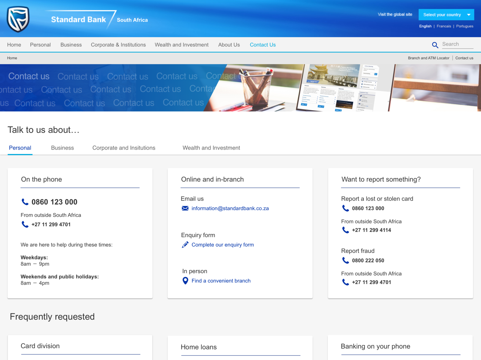 Contact directory for Standar Bank by Lize Smith on Dribbble