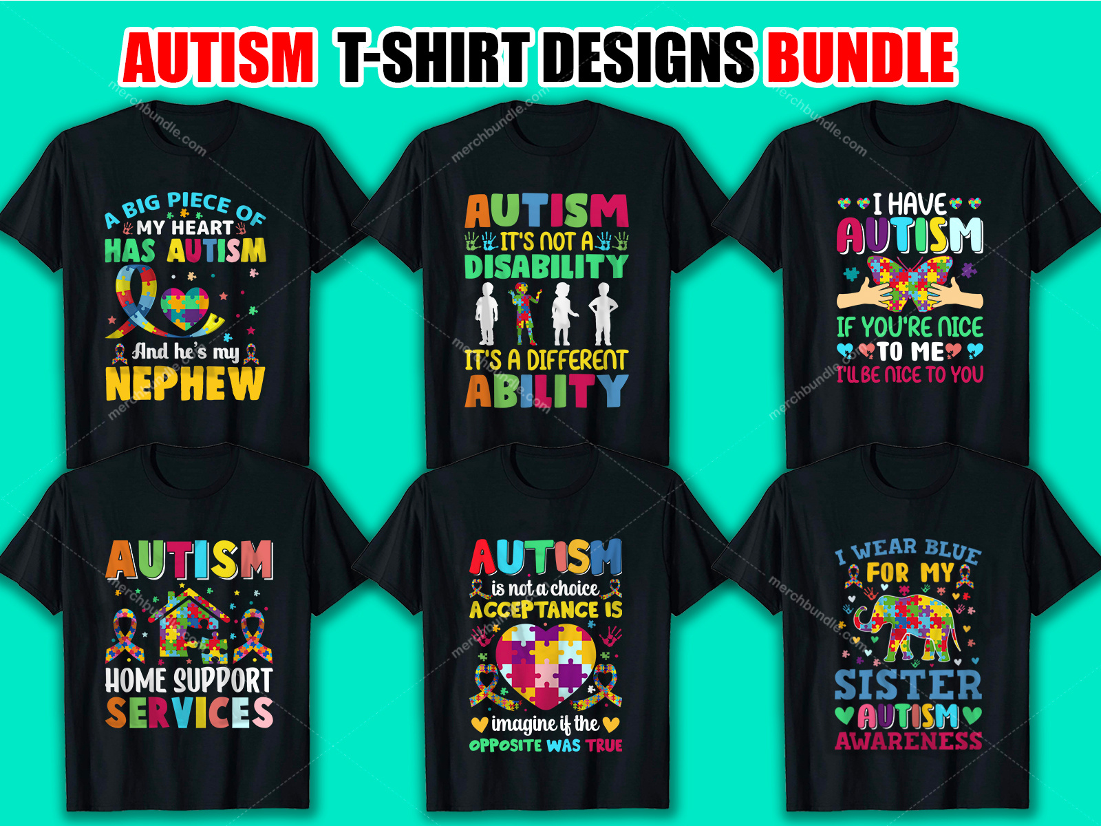 New Autism T-Shirt Design Bundle by Aditiya Roy on Dribbble