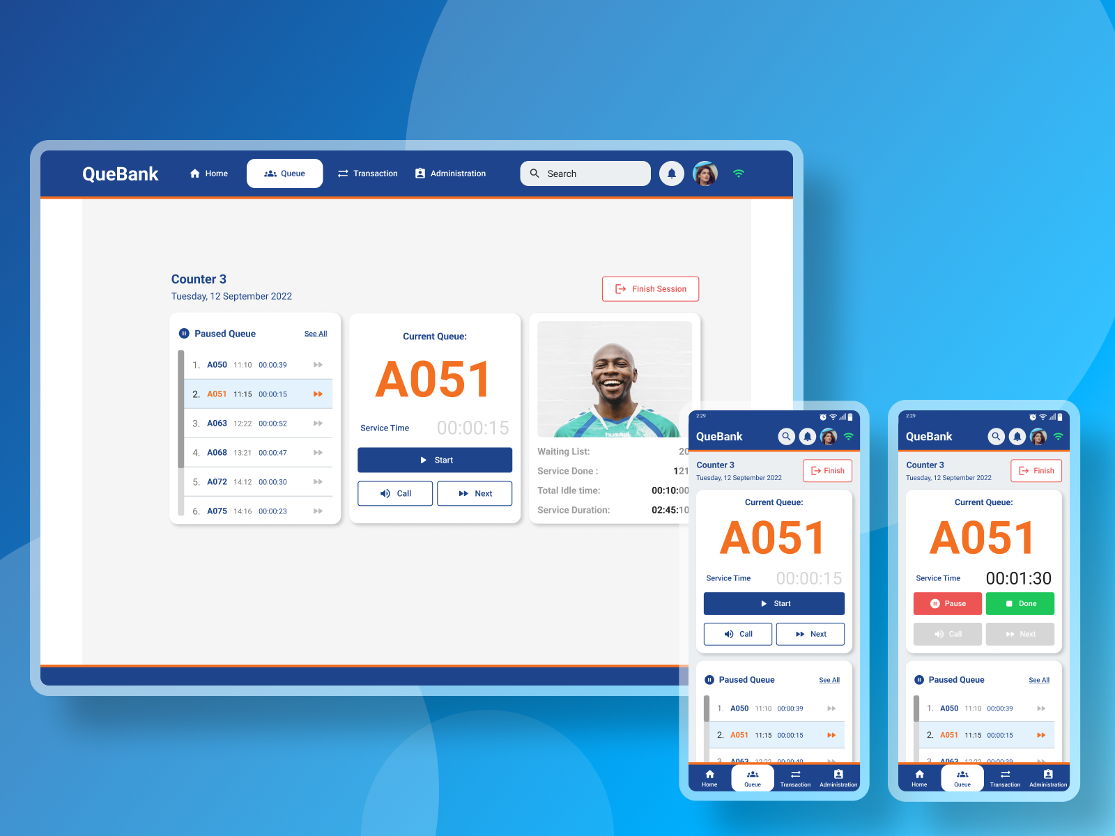 Responsive Banking Queue System UI by Alfhy Zulfa on Dribbble