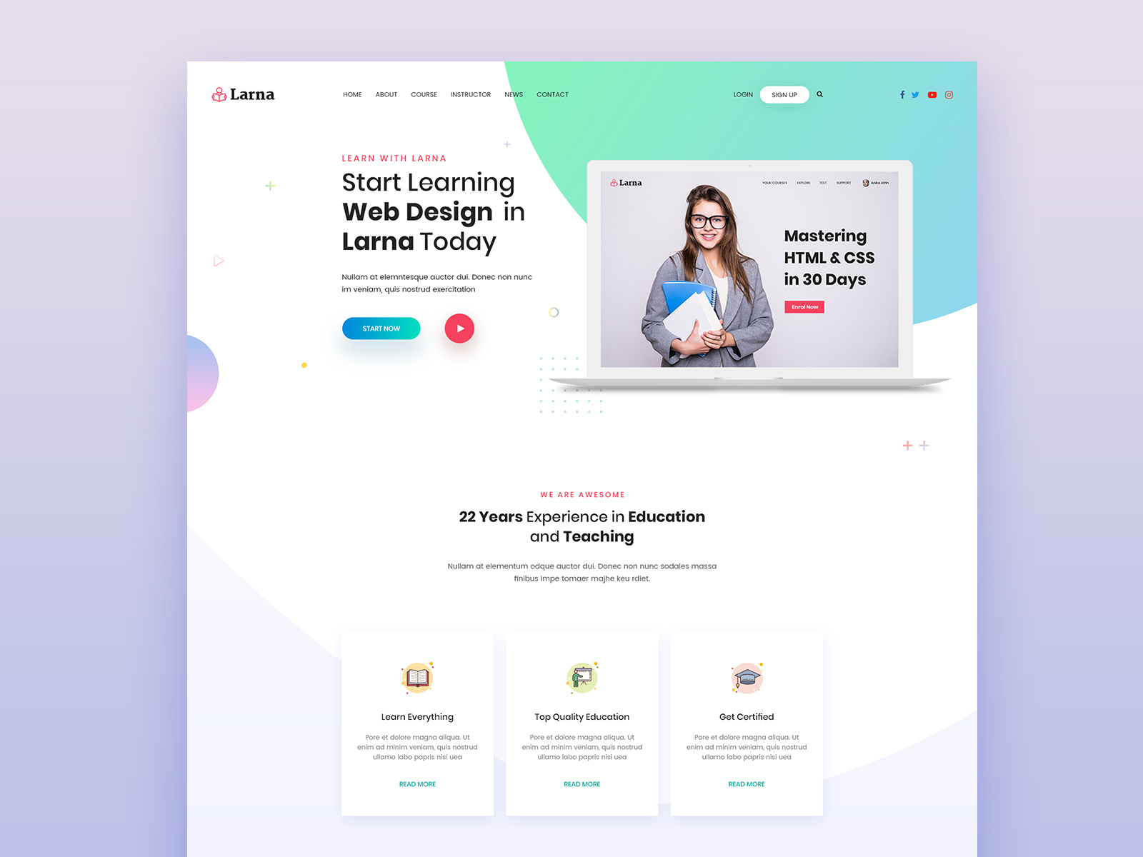 Larna online learing and education template home page by Juwel Khan on ...