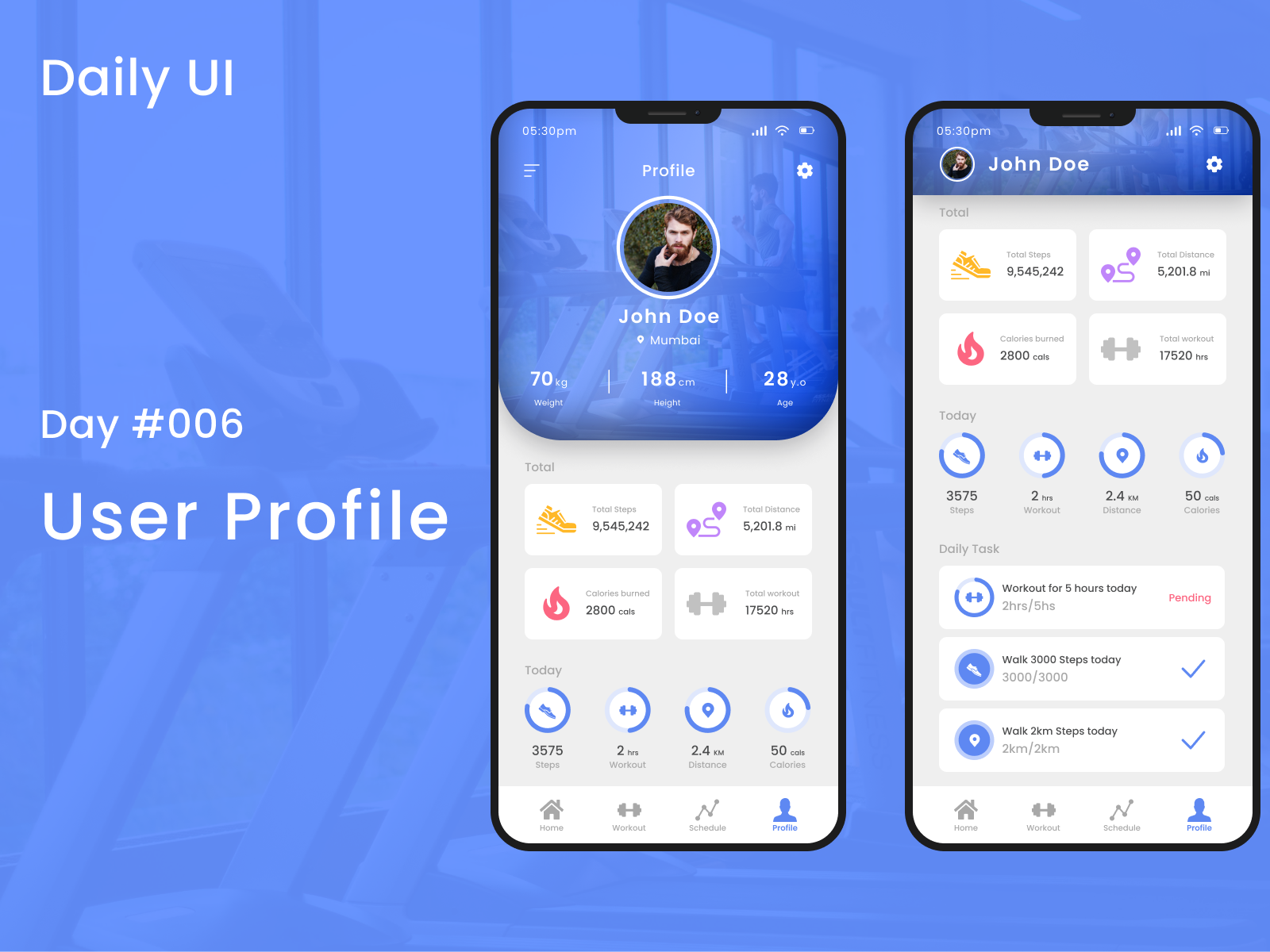 Dribbble - Day 6 - User Profile.png by Abhijeet Gonsalves