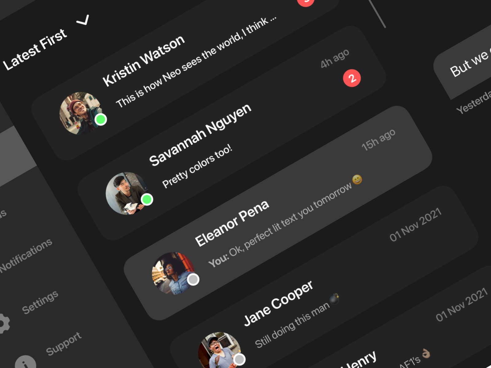 Message with Darkmode by Nguyen Huy on Dribbble