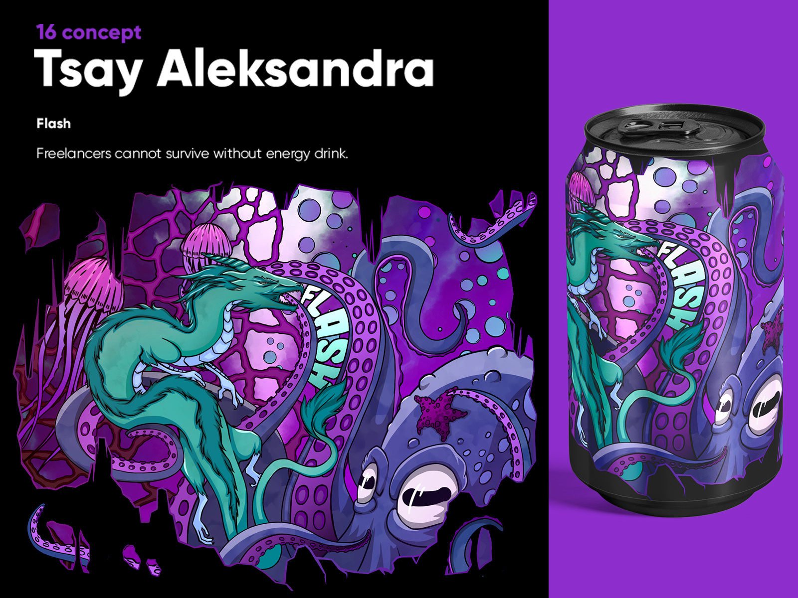 Concept for the drink "Flash" by Aleksandra Tsay on Dribbble