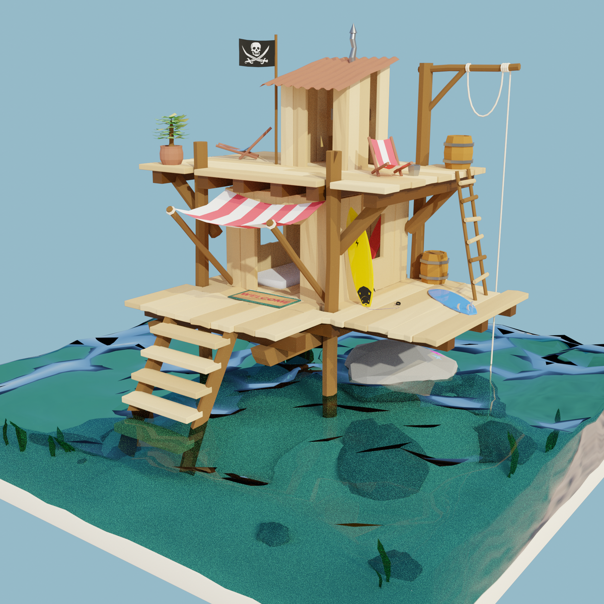 Sea Shack low poly by Erick Jones on Dribbble