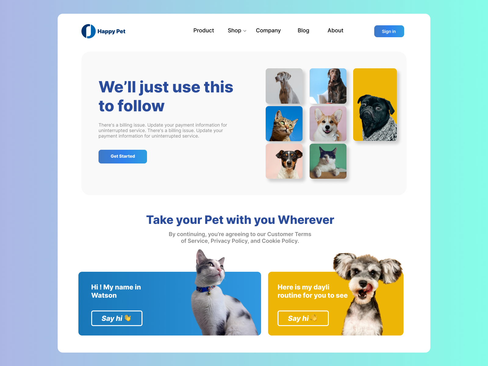 Pet Shop , HappyPet - WebDesign by Erfan Esmailian on Dribbble