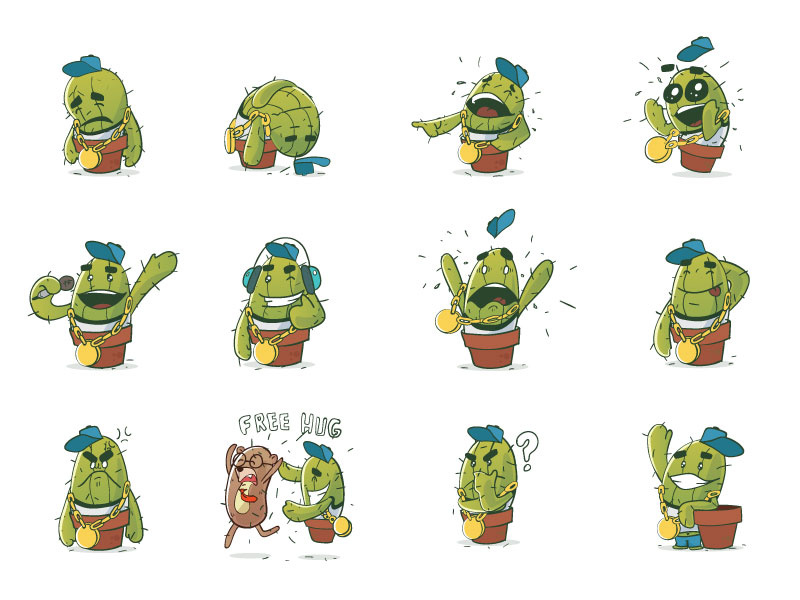 Cactus Emoticons by acoppe on Dribbble