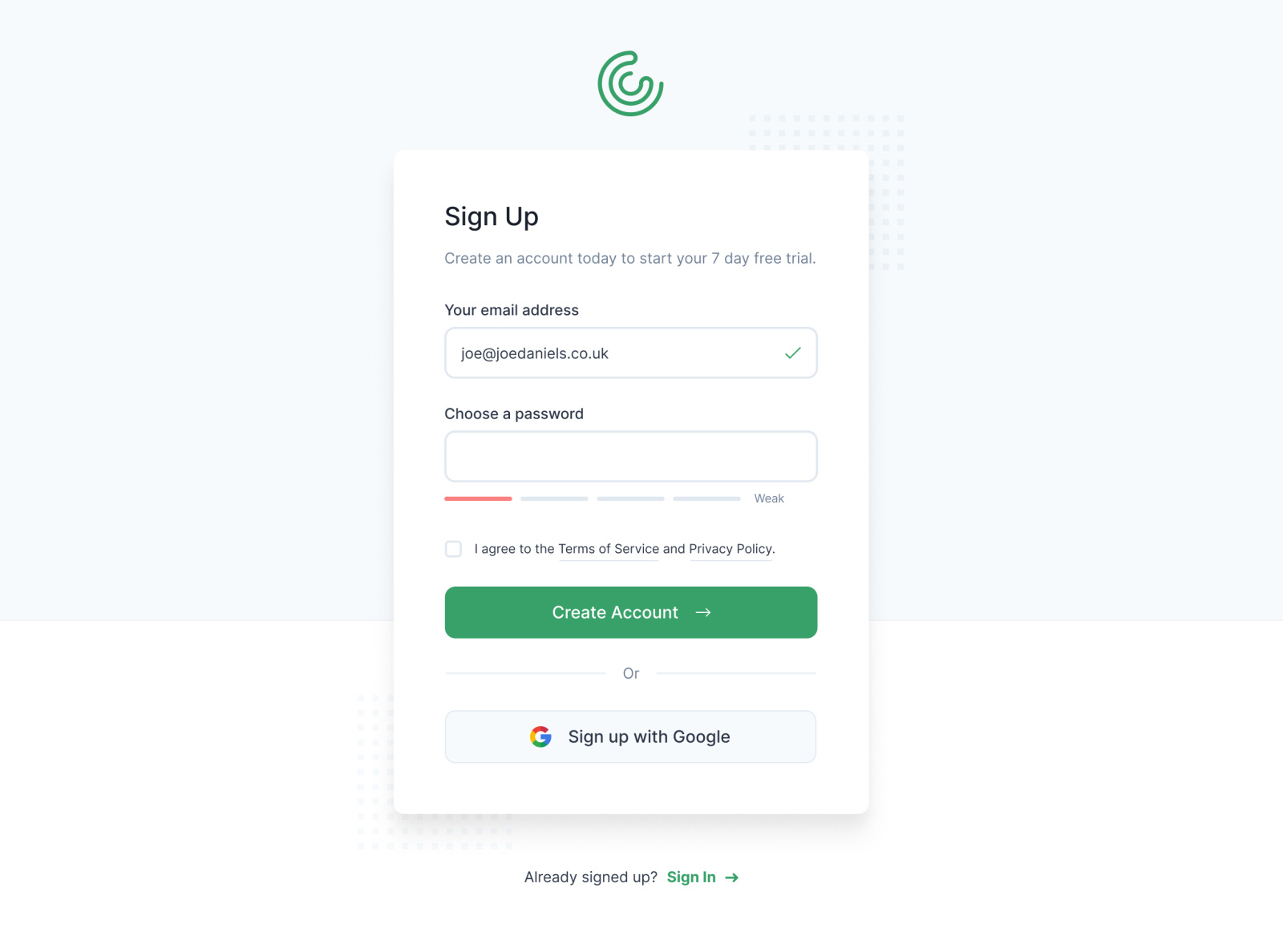 Sign Up Page Concept by Joe Daniels on Dribbble
