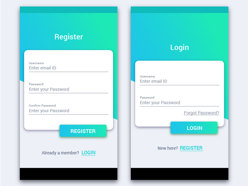 Login and Register by Pranjal Deep on Dribbble
