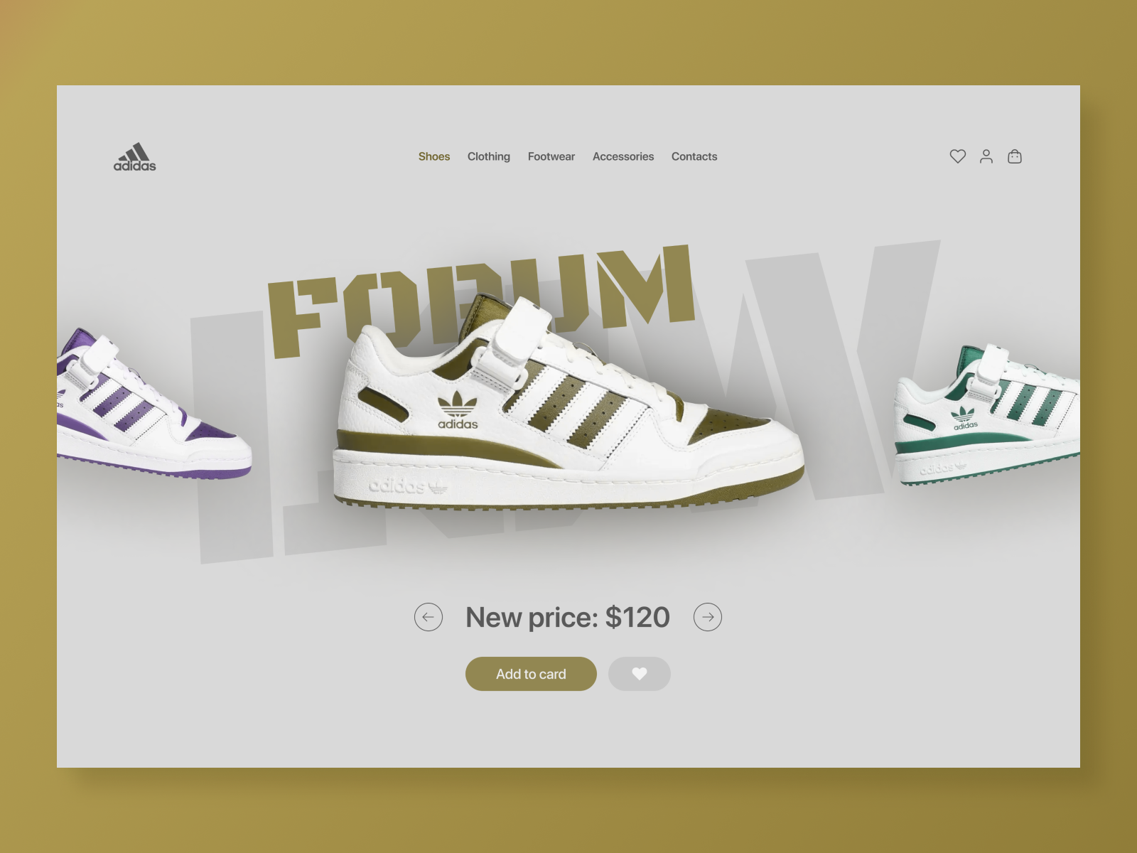 Adidas product page concept by Evhenii Hroma on Dribbble