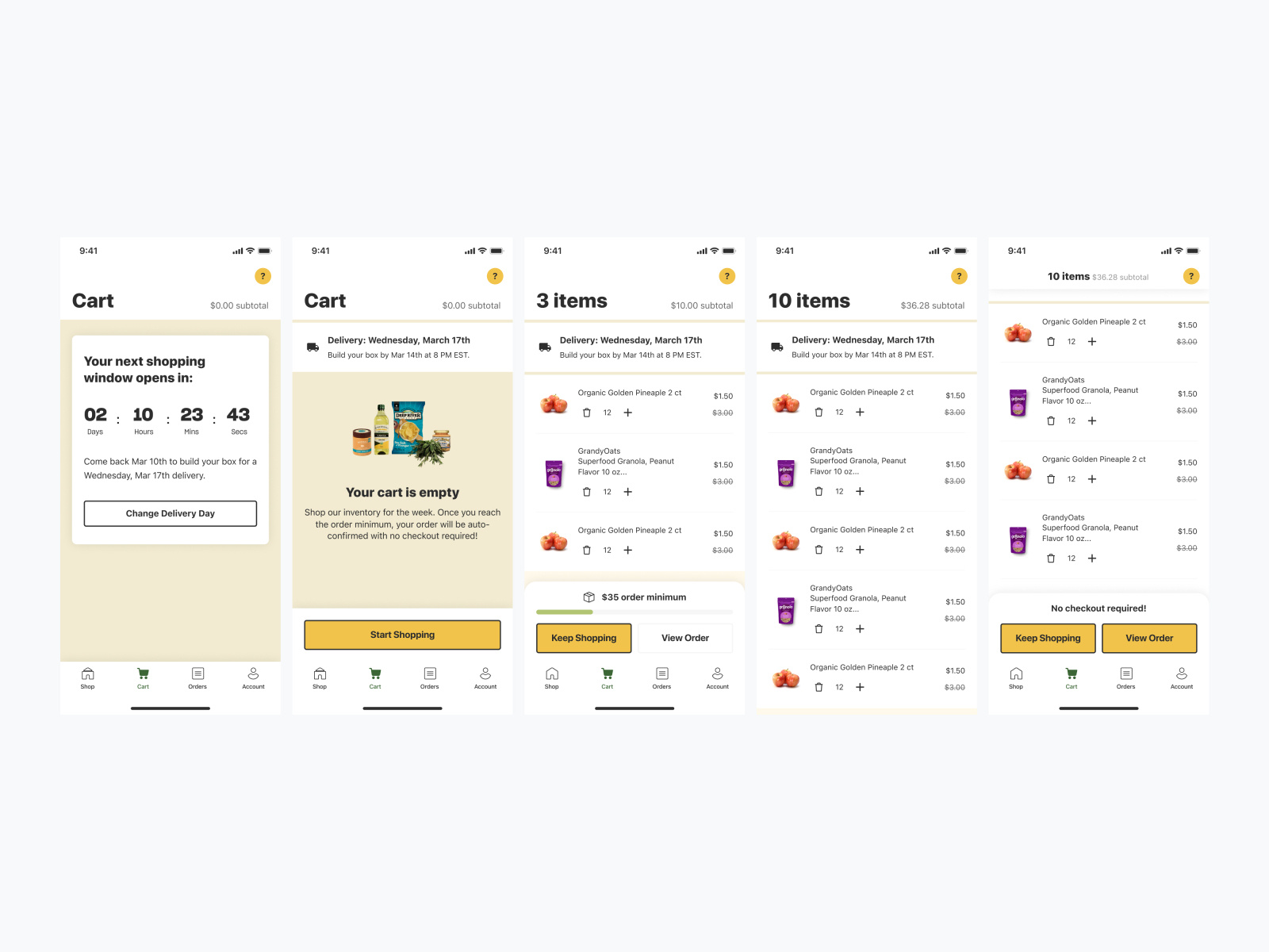 Grocery App - Cart States by Digit and Pixel on Dribbble