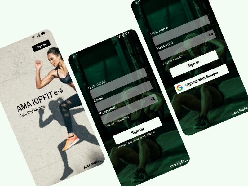 Sign in screen for fitness app by Abdulmojeed Olawale Lawal on Dribbble