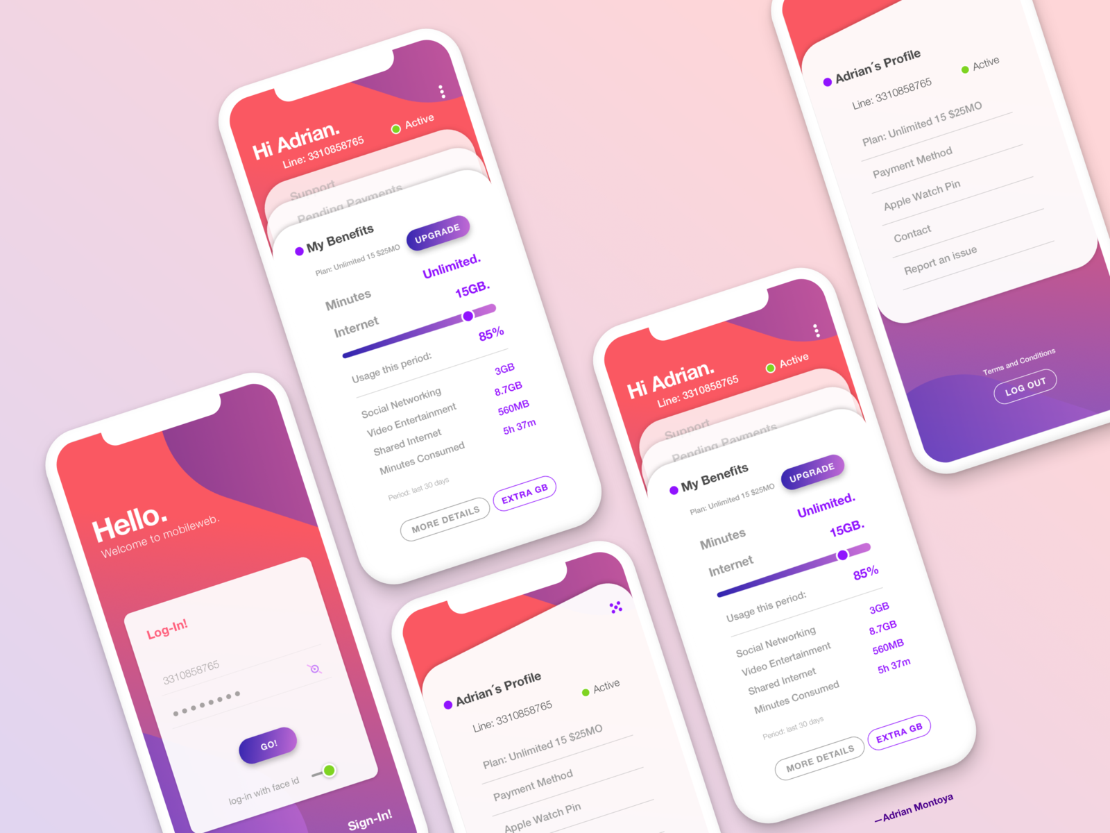 Mobile Data App by Adrián Montoya on Dribbble