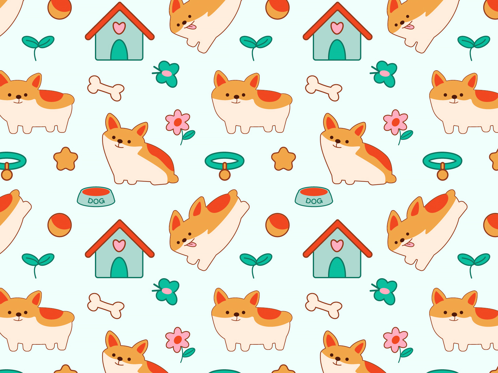 Vector seamless pattern DOG by Alena Krasilnikova on Dribbble