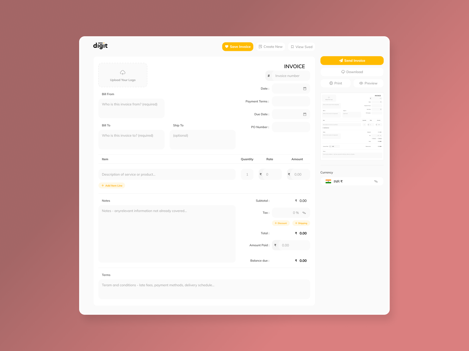 Invoice page digit insurance by Akhil George on Dribbble