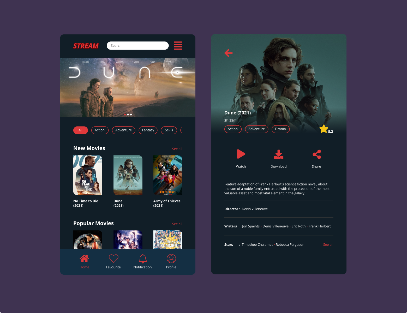 Mobile App - Movie Online by Adi Yustian on Dribbble