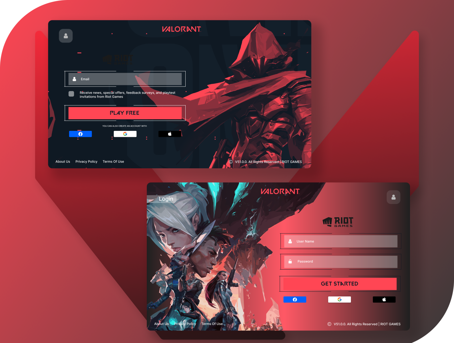 Valorant Redesign Login & Sign Up Page by Srijan on Dribbble