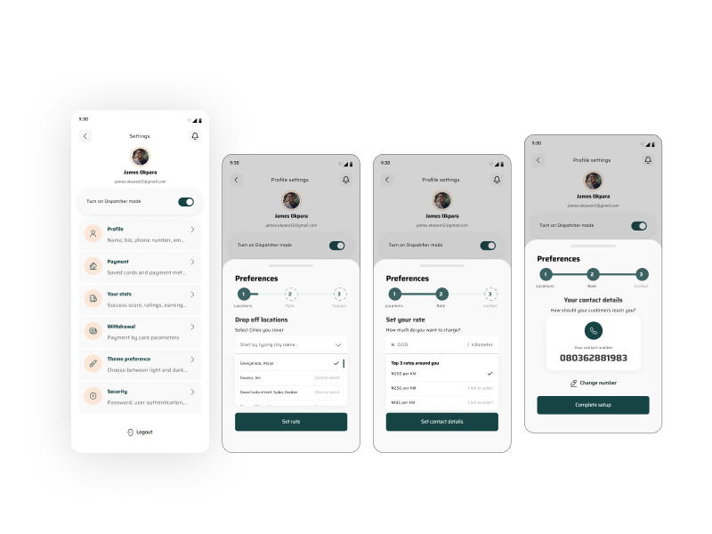 Swift Dispatch | Settings & Dispatcher preferences screen by Olamide ...