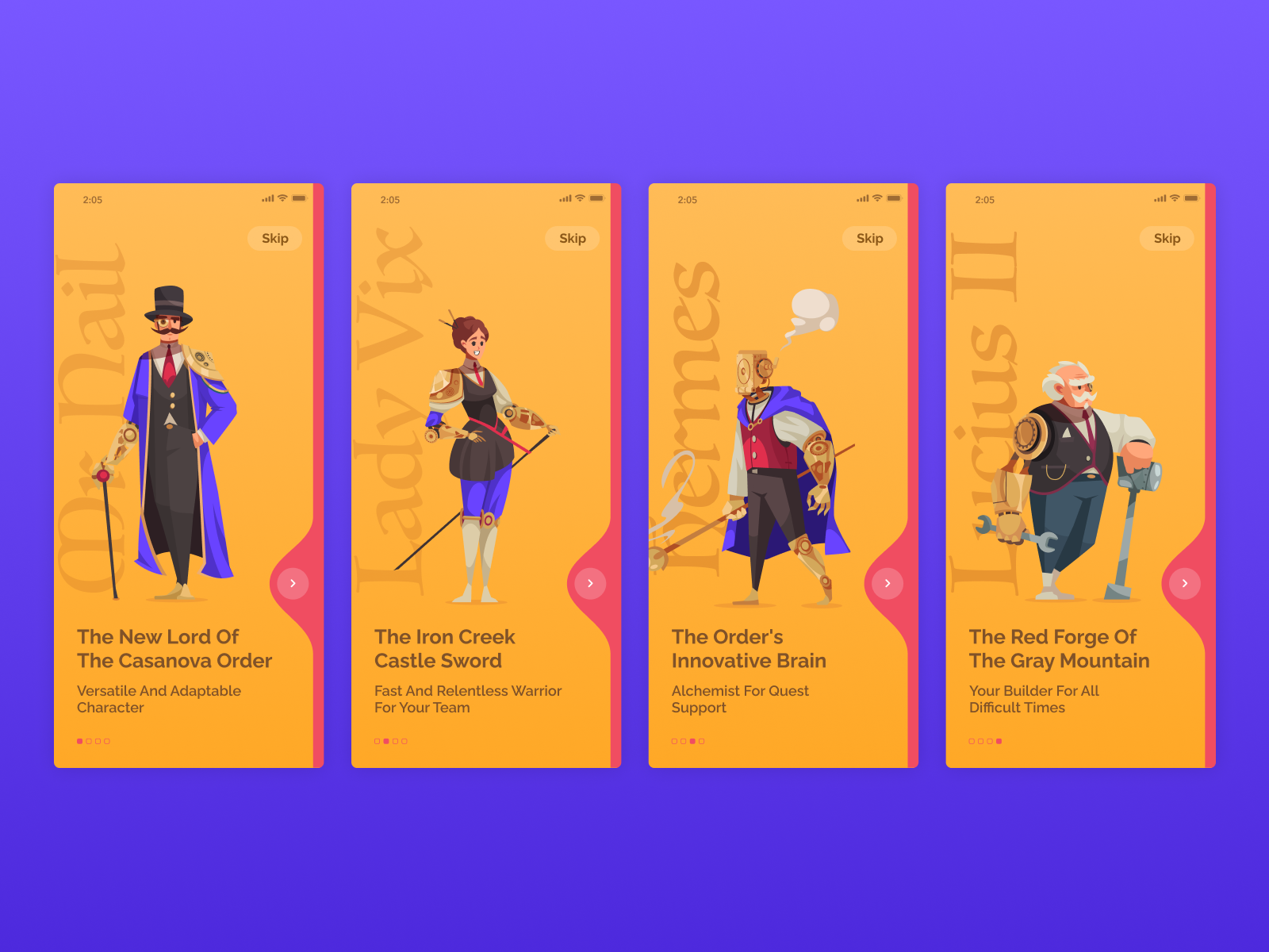 Dribbble - Character Introduction - Onboarding App.png by Wagner Ramos 🇧🇷🇩🇪