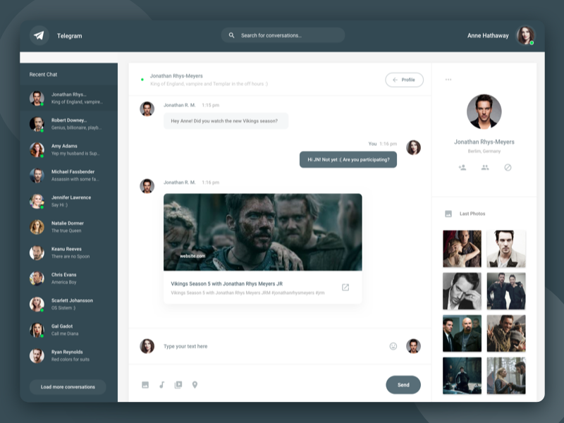 Telegram Redesign - Dark Concept by Wagner Ramos 🇧🇷🇩🇪 on Dribbble