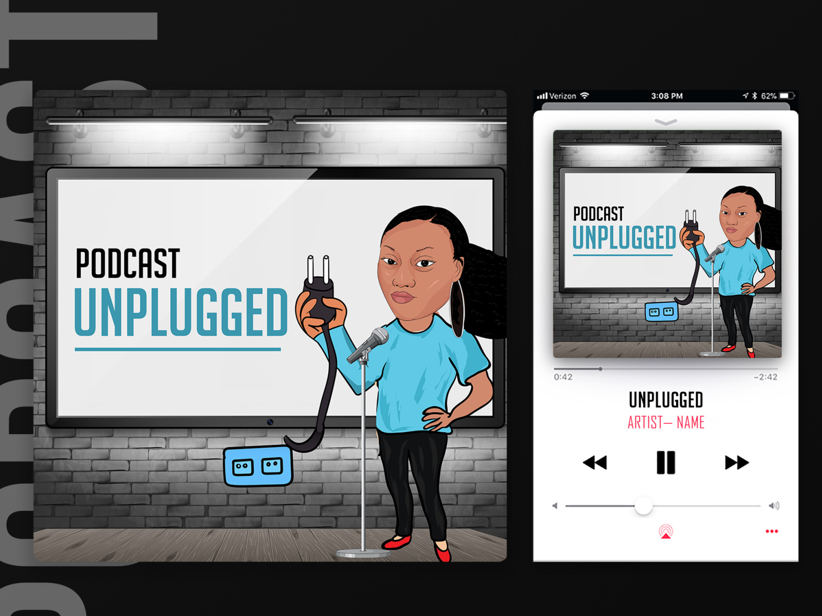 Unplugged podcast cover art by zeesolwizard on Dribbble