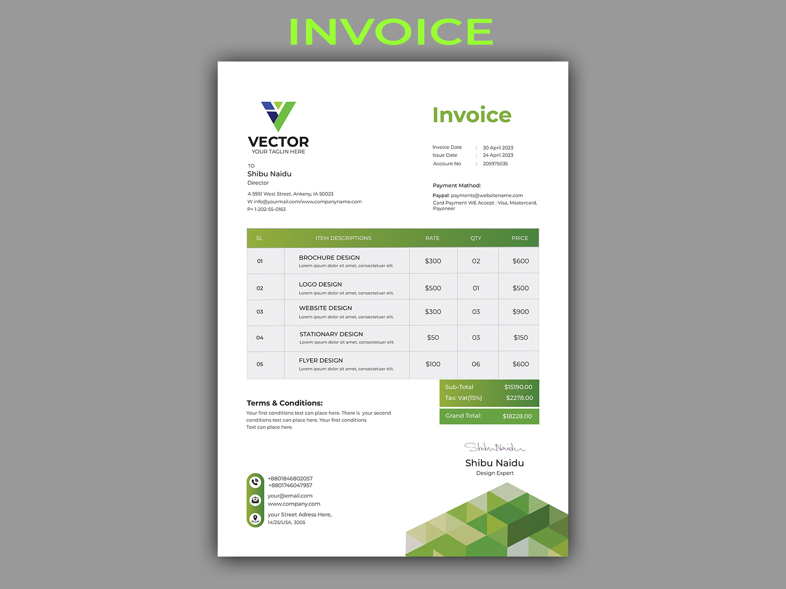 Invoice Design by Shibu naidu on Dribbble