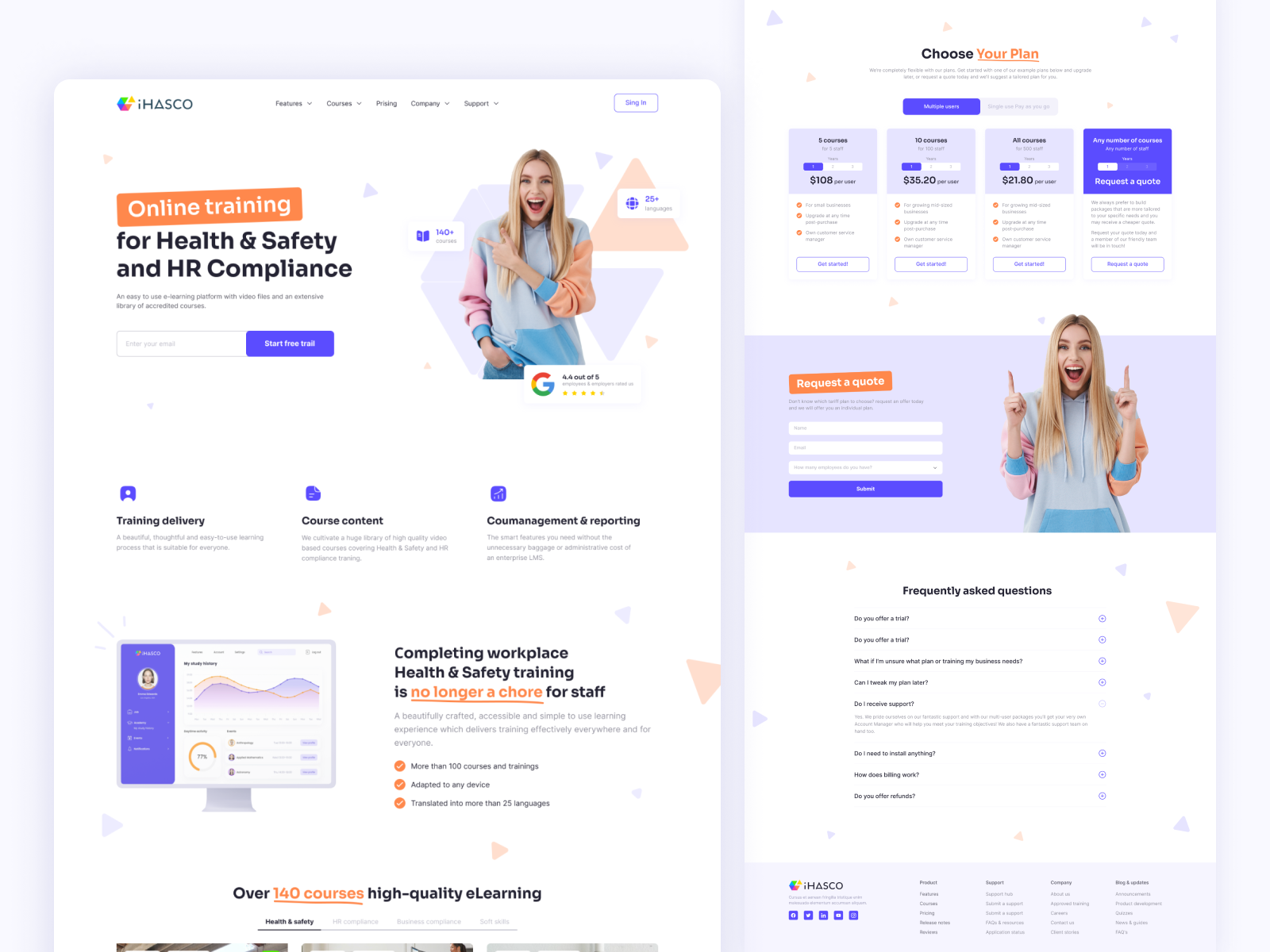 Redesign of the online training website by Katerina Tsykman on Dribbble