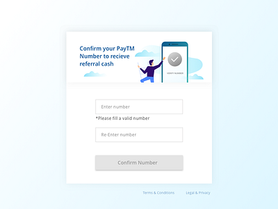 PayTM number confirmation | Referral Program by shylesh on Dribbble