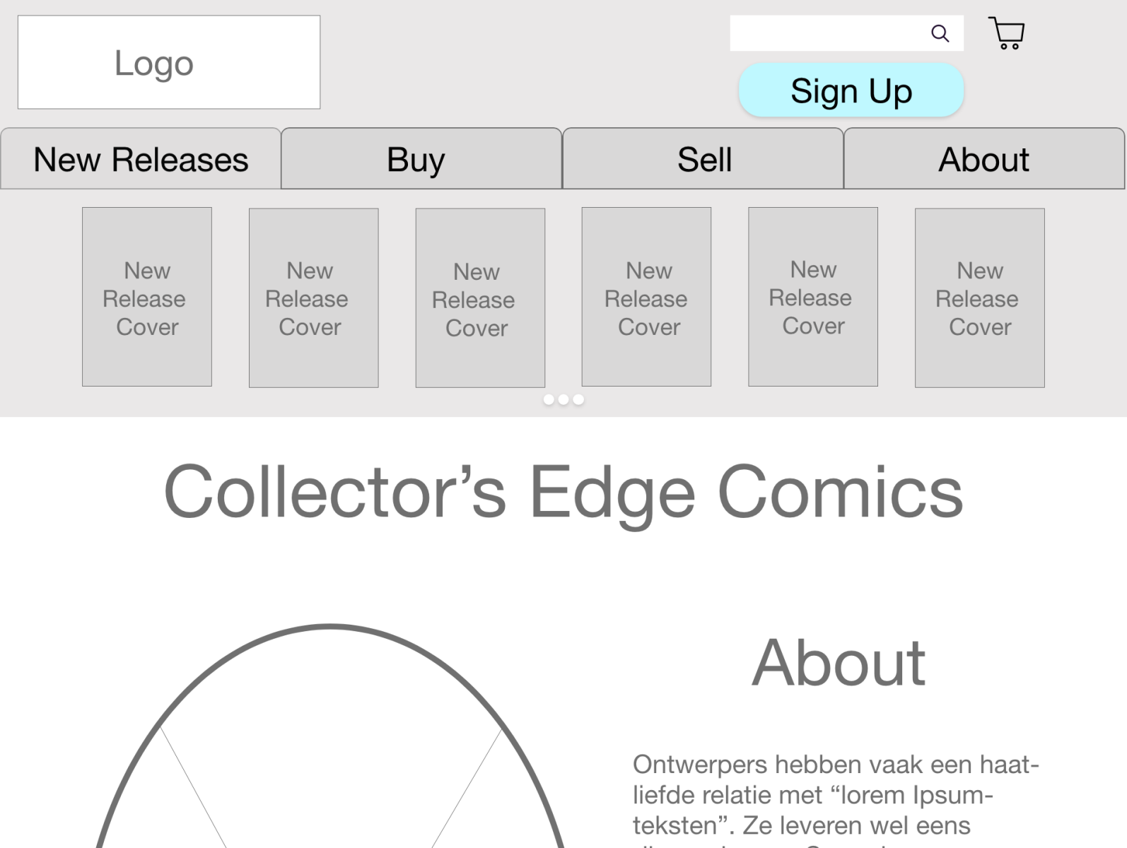 Wireframe for Collector's Edge Comics by Carley Knight on Dribbble